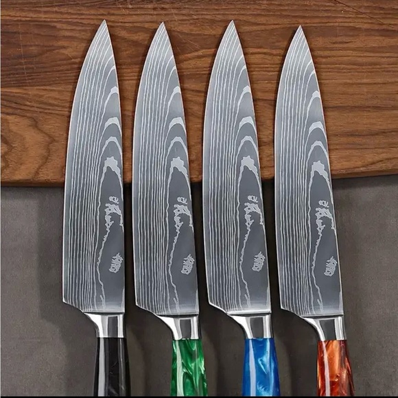 Kitchen | Santoku 7 Inch Jade Green Chef Japanese Knife Resin Handle ...